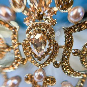 Handmade | Accessories | Xl Royal Queen Gold Crown Wedding Crystal ...